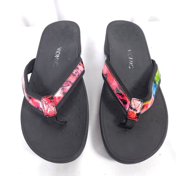 Vionic | Shoes | Vionic 38 Womens Size 1 Black High Tide Colorful Tie ...